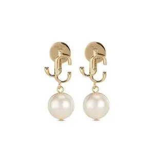 JIMMY CHOO Faux-pearl Logo Earrings - Gold