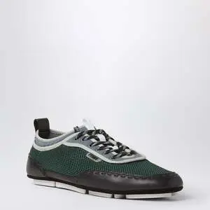 Fendi Fit Sneakers Neon Green Mesh And Leather - Black