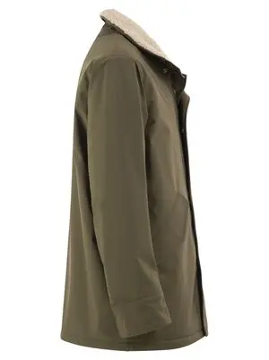 Herno Soft Shell Coat With Shearling-effect Lining
