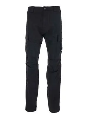 C.P. COMPANY Cargo Pants With Logo Plate On The Side And Two Cargo Pockets On The Front In Stretch Cotton For - Black