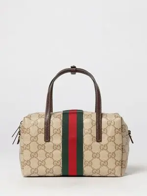Gucci Gucci Women Gucci Gg Supreme Fabric Mini Handbag With Double Leather Handle Cream