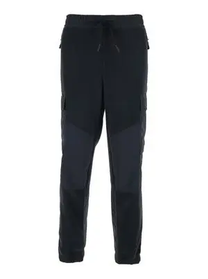 Moncler Black Pants With Side Logo Patch And Tech Fabric Inserts In Fleece - Multicolor