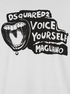Dsquared2 X Magliano' White Hoodie With Drawstring Hood With Maxi Print On The Front In Cotton - Multicolor
