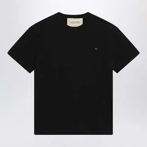 Valentino Garavani Cotton T-shirt With Vgold - Black