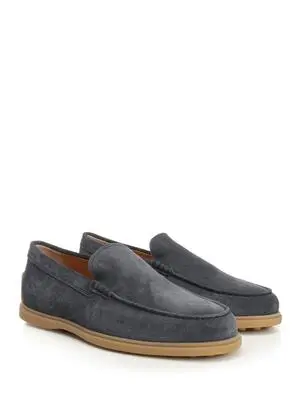 TOD'S Suede Leather Moccasin Slipper - Blue