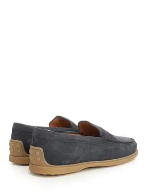 TOD'S Suede Leather Moccasin Slipper - Blue
