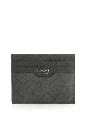 FERRAGAMO Monogram Card Holder - Gray