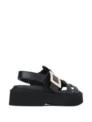 ROGER VIVIER Viv Rangers Leather Sandals - Multicolor