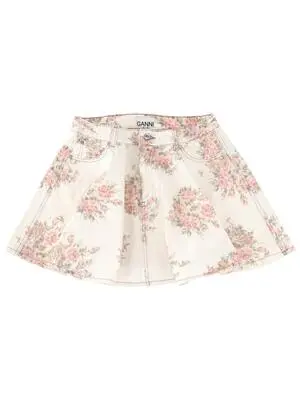 GANNI Denim Miniskirt - Cream