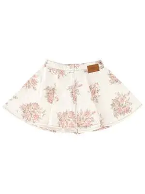 GANNI Floral Denim Mini Skirt - Cream