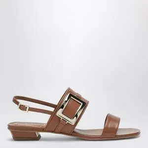 ROGER VIVIER Belle Vivier Leather Mules Cognac - Brown