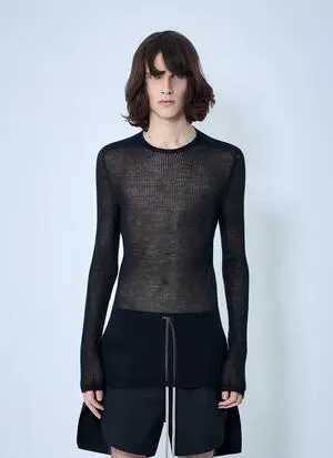 Rick Owens Sheer Knit Long Sleeve Top - Black