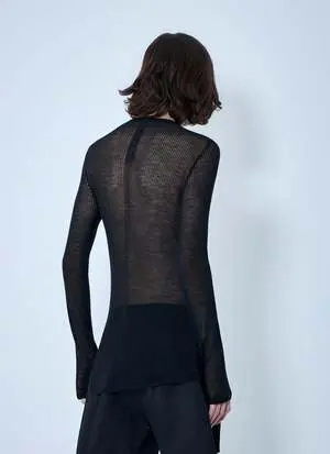 Rick Owens Sheer Knit Long Sleeve Top - Black