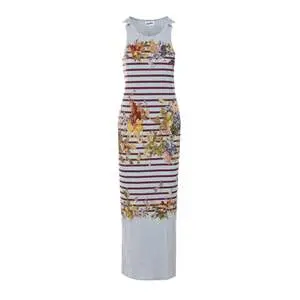 JEAN PAUL GAULTIER Mariniere Grape Printed Long Dress - Blue