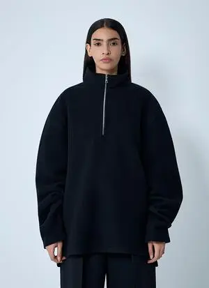 RIER Zip-up Fleece Sweatshirt - Black