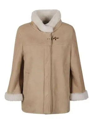 FAY Leather Shearling Cape - Multicolor