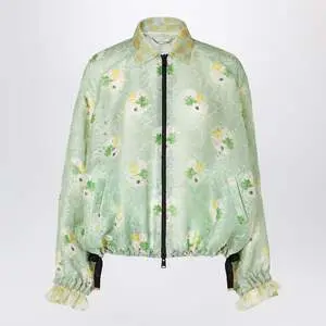 Fendi Silk Organza Lace Bomber Jacket - Green