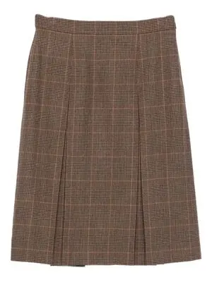 Saint Laurent Wool Cashmere Midi Skirt - Multicolor