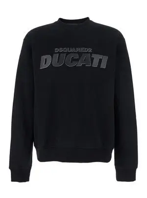 Dsquared2 Ducati X Black Sweatshirt With Logo Print On The Front In Cotton - Multicolor