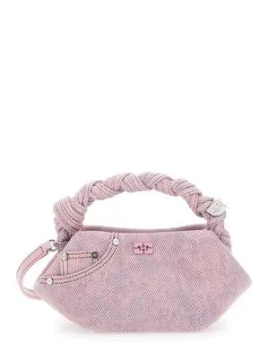 GANNI Bou Mini' Pink Handbag With Intreccio Handle And Adjustable And Removable Strap In Denim - Multicolor