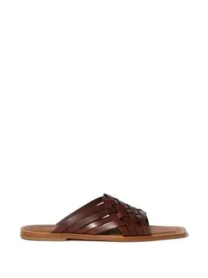 Miu Miu Leather Flat Sandals - Multicolor