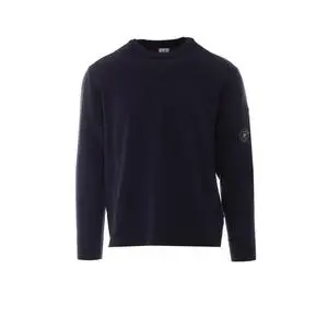 C.P. COMPANY Lens Extrafine Merino Wool Sweater - Blue