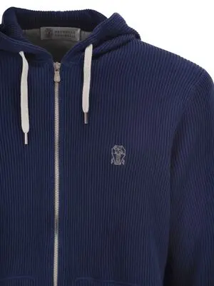 Brunello Cucinelli Ribbed Cotton Knit Hooded Sweatshirt