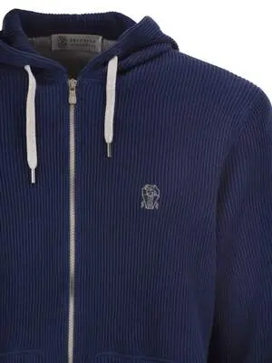 Brunello Cucinelli Ribbed Cotton Knit Hooded Sweatshirt