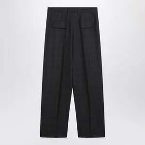 Prada Grey Wool Trousers With Check Pattern