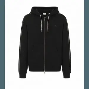 Burberry Check Trim Zip Hoodie - Black