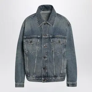 Balenciaga Kick Cotton Denim Jacket In Dirty Vintage - Blue