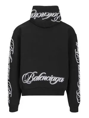 Balenciaga Cursive Oversized Hoodie - Black