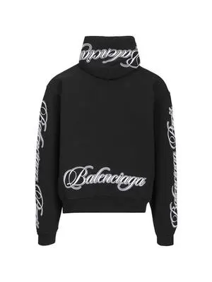 Balenciaga Cursive Oversized Hoodie - Black