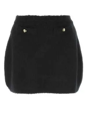 Miu Miu Stretch Wool Blend Mini Skirt - Black