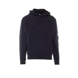 C.P. COMPANY Diagonal Raised Fleece Lens Logo Hoodie - Blue