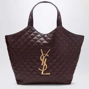 Saint Laurent Icare Oversized Quilted Leather Shopping Bag In Burgundy - Red