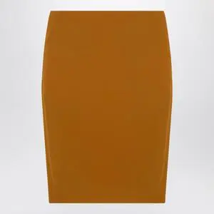 Saint Laurent Ochre Yellow Satin Pencil Skirt - Orange