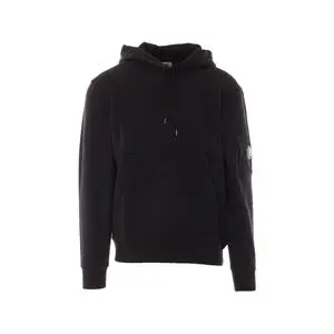 C.P. COMPANY Lens Diagonal Raised Fleece Hoodie - Black