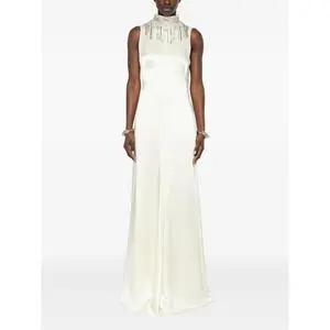 Alexander McQueen Embellished Collar Floor-length Evening Dress - Cream