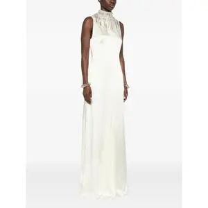 Alexander McQueen Embellished Collar Floor-length Evening Dress - Cream