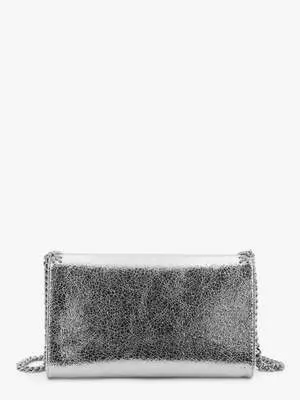 Stella McCartney Falabella Metallic Fabric Crossbody Bag - Silver