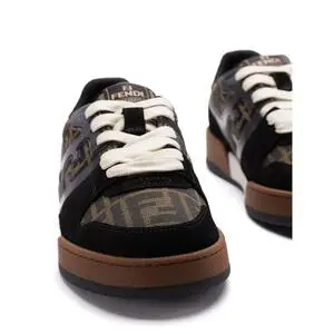 Fendi Monogram Pattern Low-top Sneakers - Black
