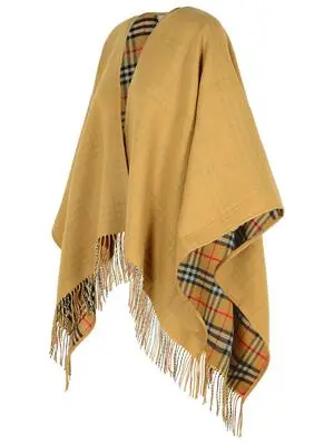 Burberry Reversible 'check' Beige Wool Cape