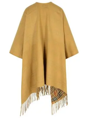 Burberry Reversible 'check' Beige Wool Cape