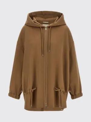 Max Mara Single-breasted Wool Hooded Coat With Zip Closure - Brown