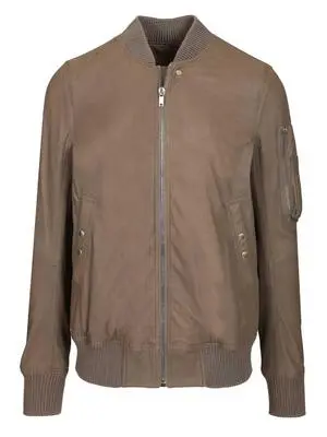 Rick Owens Aviator Leather Jacket Cream