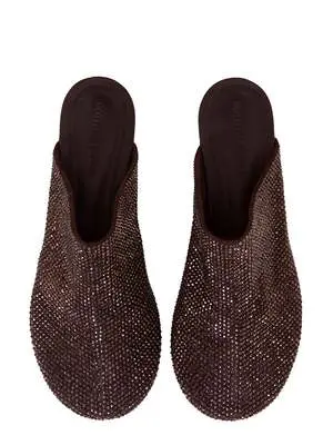 Bottega Veneta Rhinestone Slippers - Brown