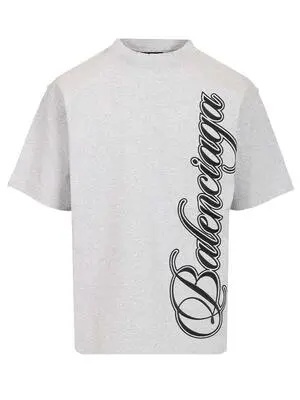 Balenciaga Balenciaga Men Cursive T-Shirt Gray