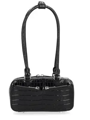 SELF-PORTRAIT Bag With Crocodile Effect - Black