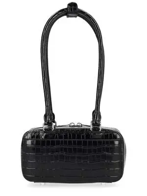 SELF-PORTRAIT Croc Effect Shoulder Bag - Black